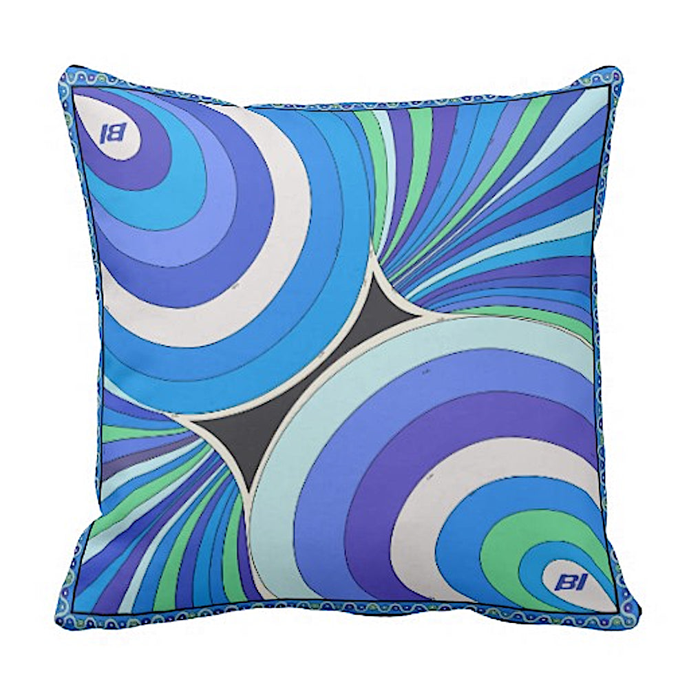 Pillow & Lumbar Bar Pillow - Braniff Pucci Blue – Braniff Boutique