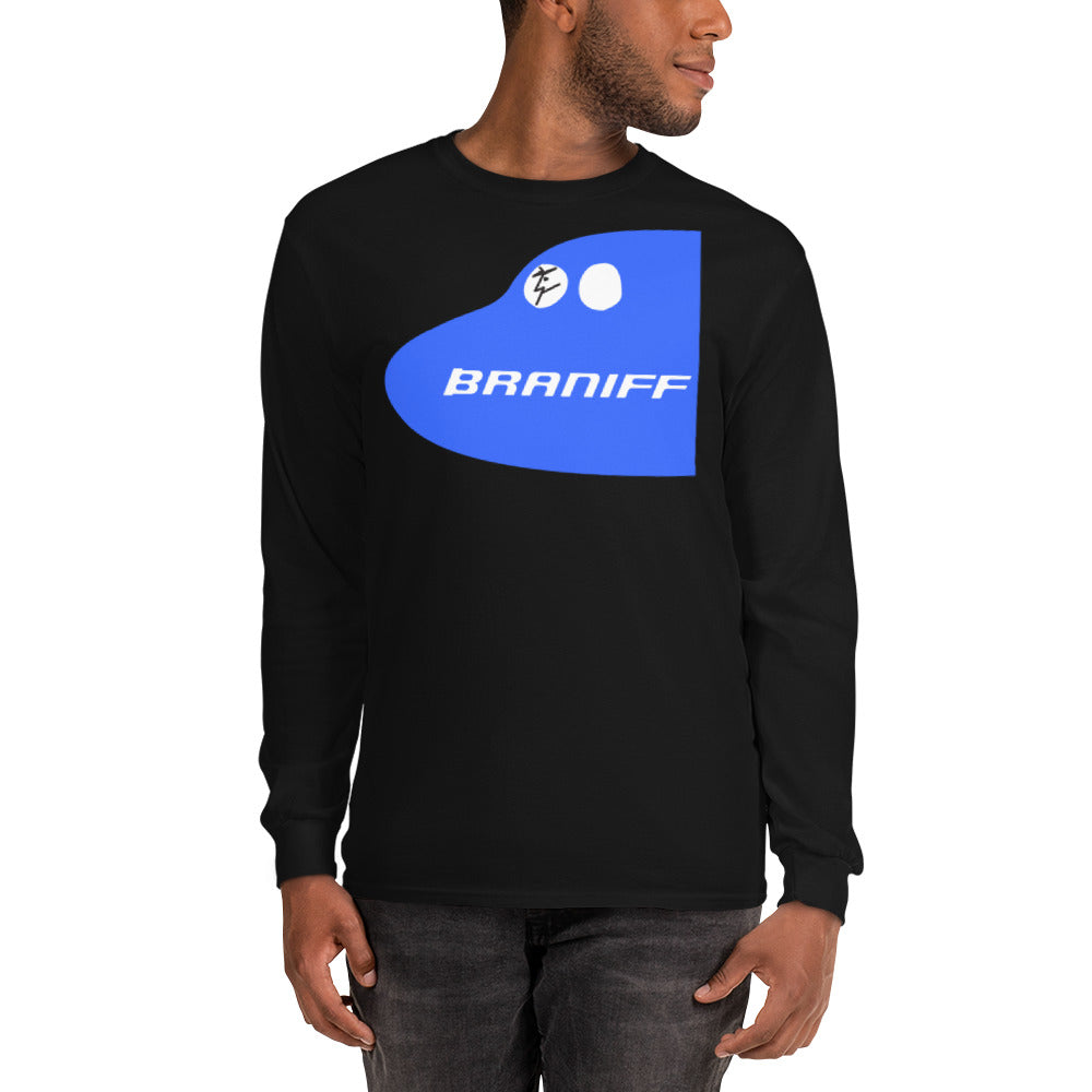 Shirt Long Sleeve Mens Womens Braniff Pilot in Blue Cockpit – Braniff ...
